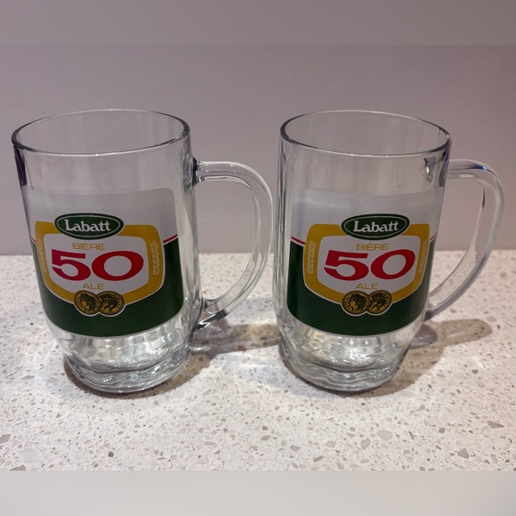 Labatt 50 | Dining | Set Of 2 Vintage Labatt Biere 5 Ale Stein Beer ...